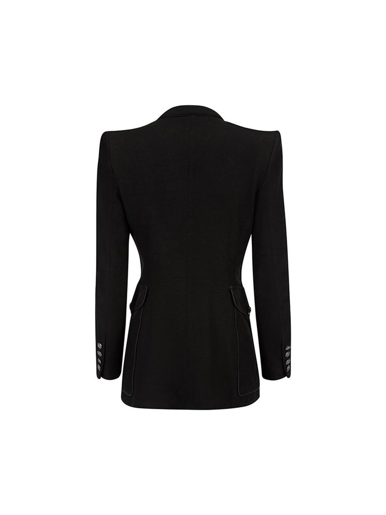 Balmain Women's Black Buttoned Breast Panel Military Jacket For Sale at ...
