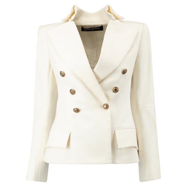 Balmain Women's Cream Double Breasted Blazer For Sale at 1stDibs