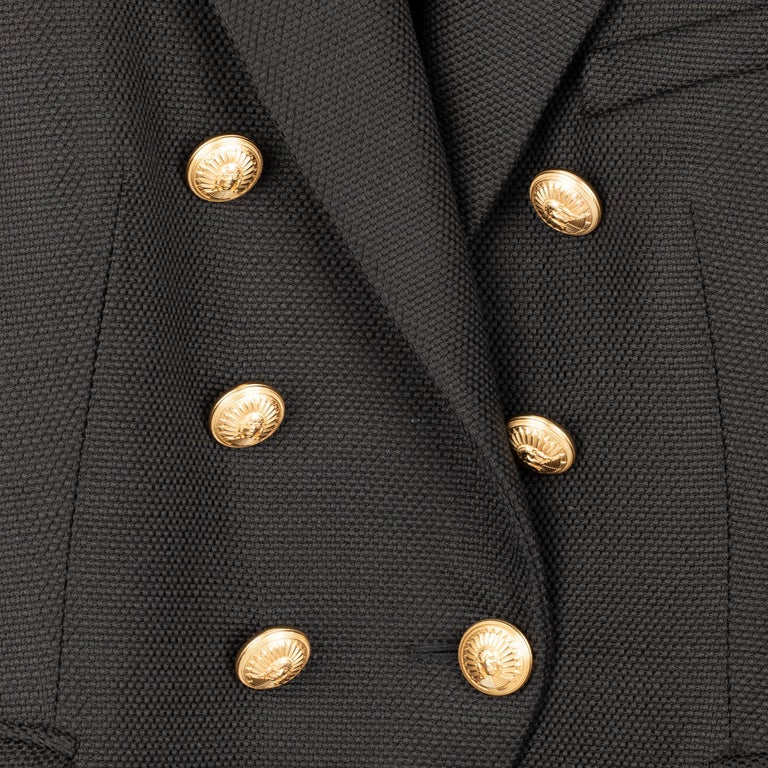 Balmain Womens Six Button Blazer Black 40 FR For Sale at 1stDibs