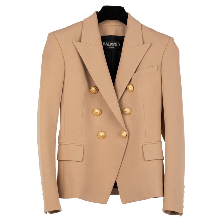 Balmain Womens Six Button Blazer Camel 40 FR For Sale at 1stDibs