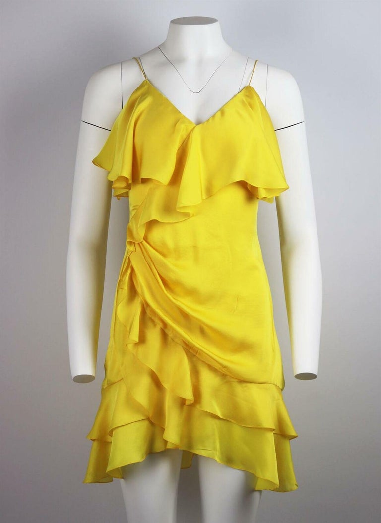 Balmain Wrap Effect Ruffled Silk Mini Dress For Sale at 1stDibs