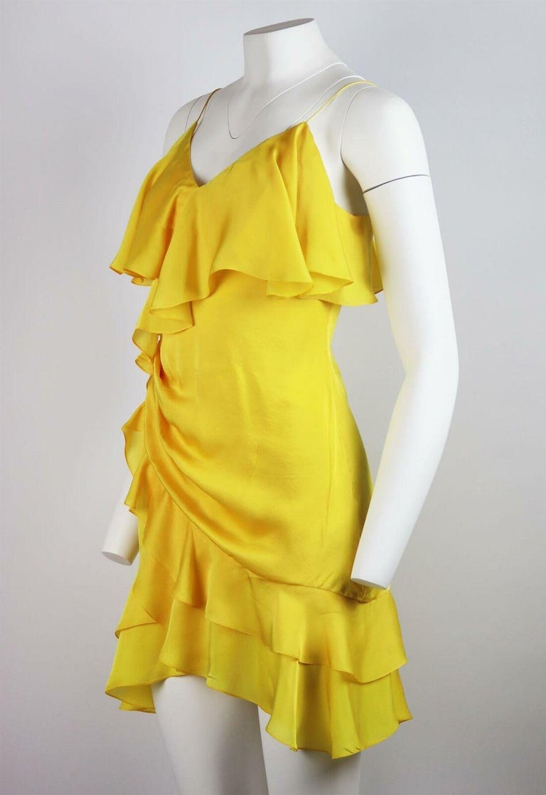 Balmain Wrap Effect Ruffled Silk Mini Dress For Sale at 1stDibs