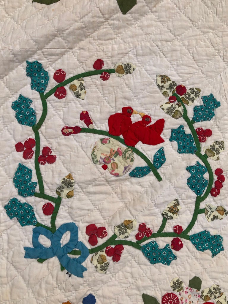 Baltimore Album Quilt 29 Blocks Nine Birds and Open Baskets Signed ...