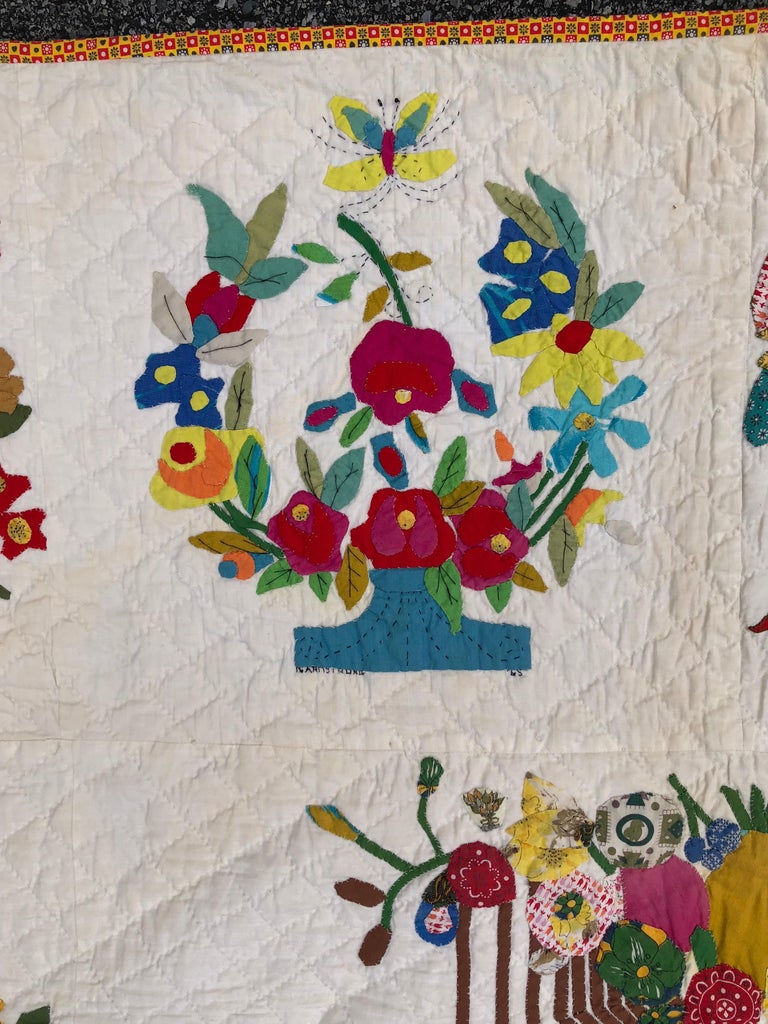 Baltimore Album Quilt 29 Blocks Nine Birds and Open Baskets Signed ...