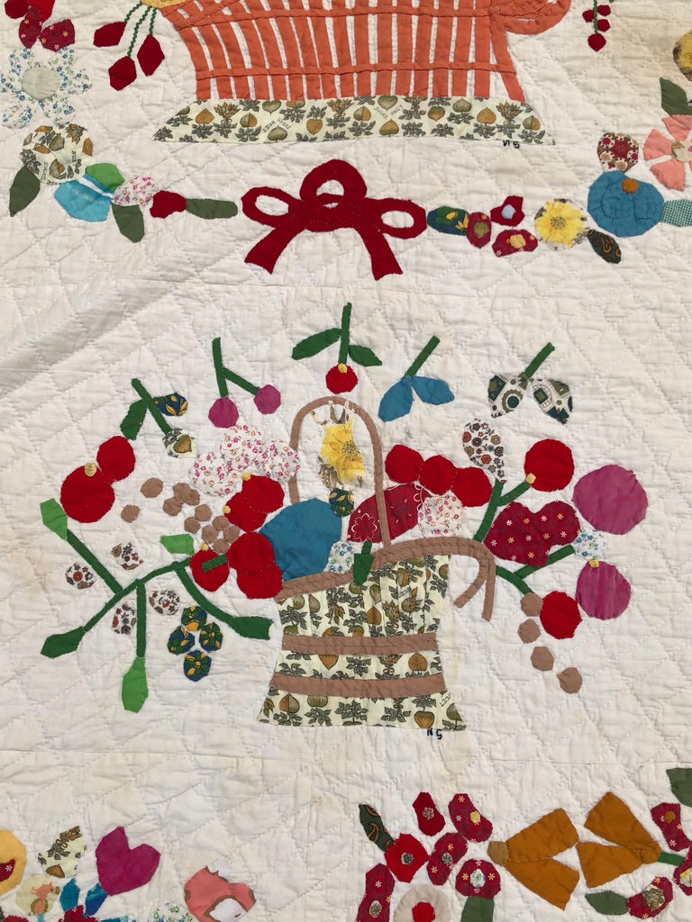 Baltimore Album Quilt 29 Blocks Nine Birds and Open Baskets Signed ...