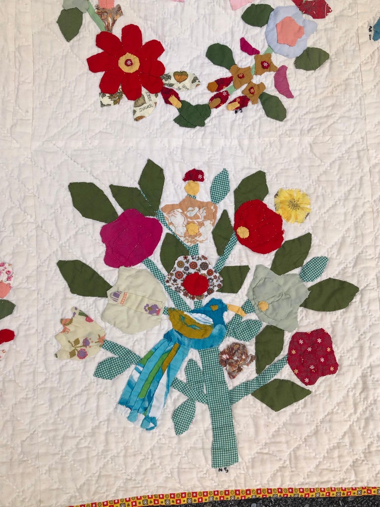 Baltimore Album Quilt 29 Blocks Nine Birds and Open Baskets Signed ...