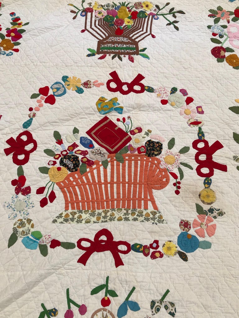 Baltimore Album Quilt 29 Blocks Nine Birds and Open Baskets Signed ...