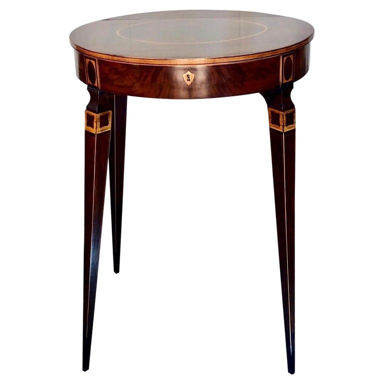 Baltimore Inlay Oval Work Table, Early 19th Century For Sale at 1stDibs