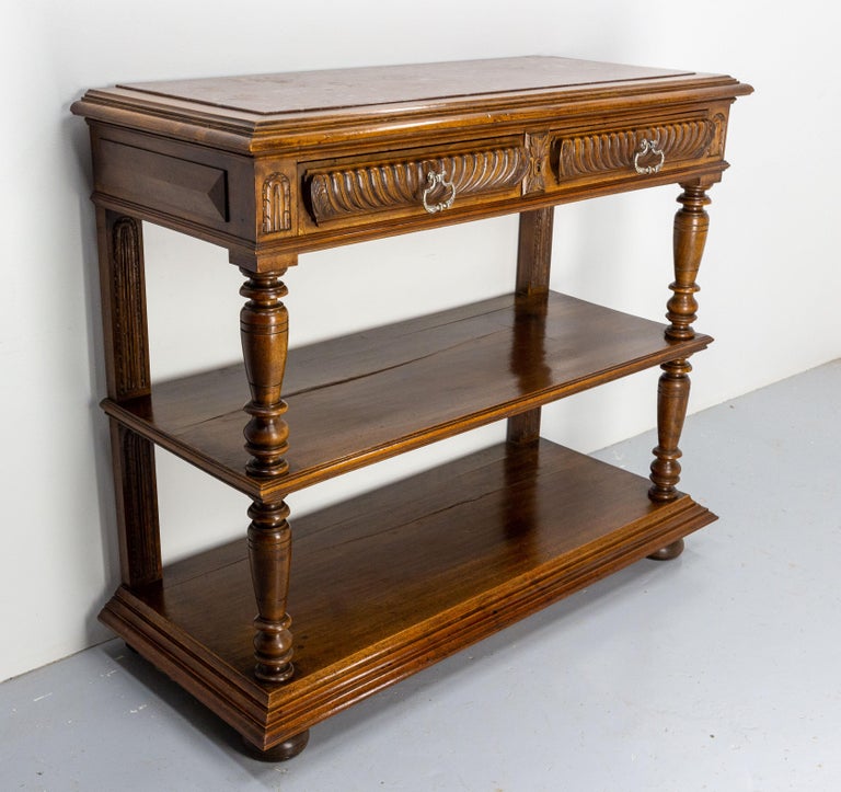 Baluster Console or Serving Table Marble Top Louis XIII St, French, Late 19th C For Sale at 1stDibs