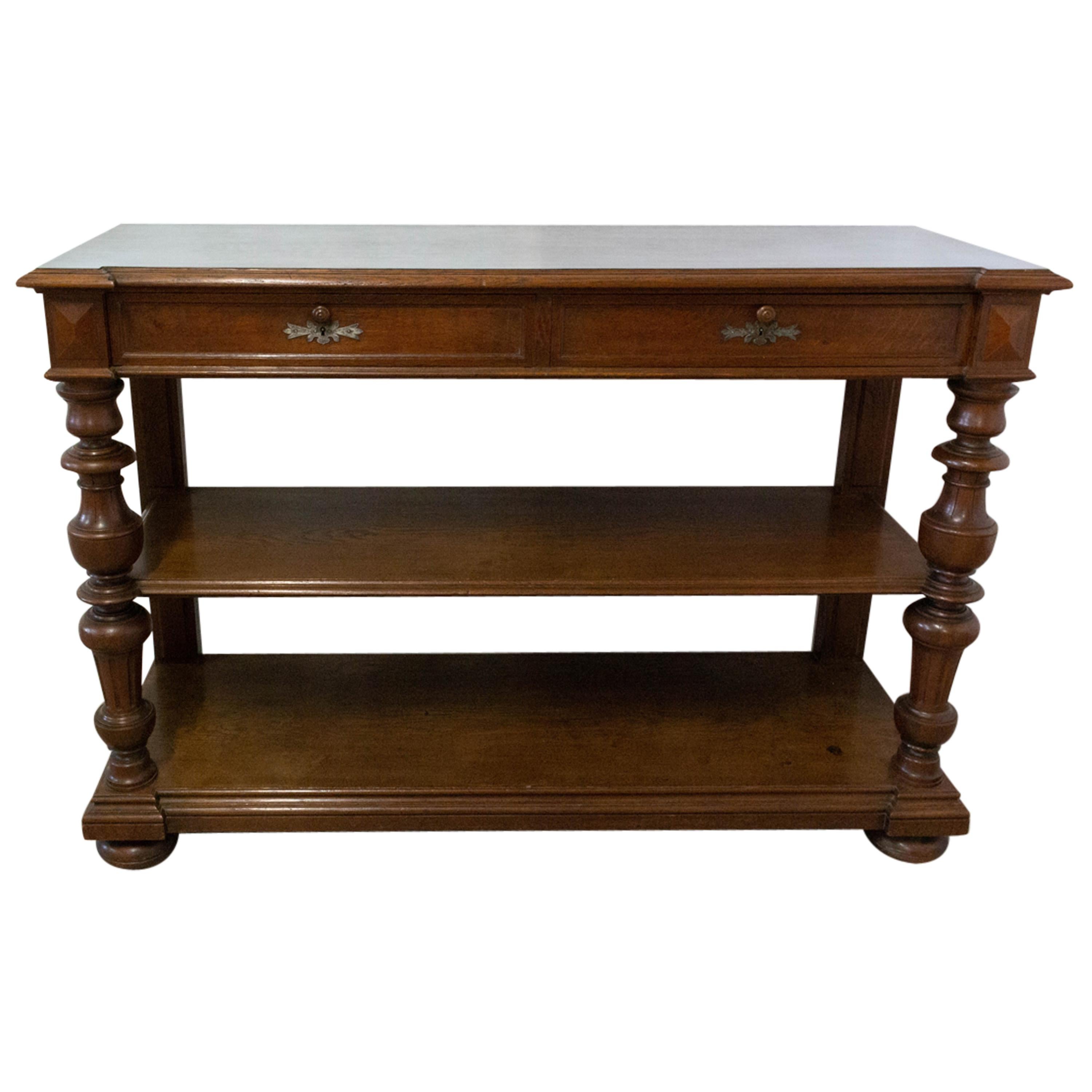 19th Century Three-Tiered Serving Table or Kitchen Island in Bleached ...