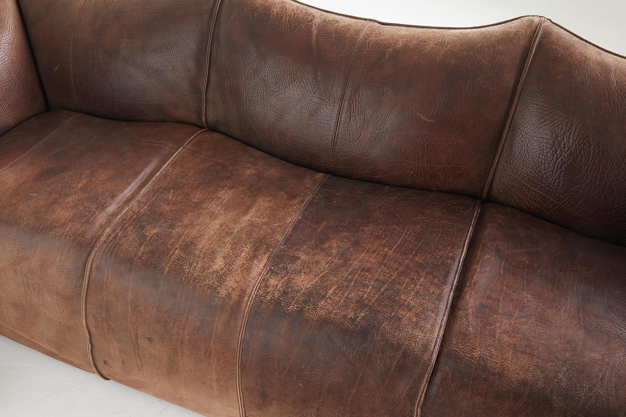 "Bambole" three-seater buffalo leather sofa by Mario Bellini, Ed. BB ...