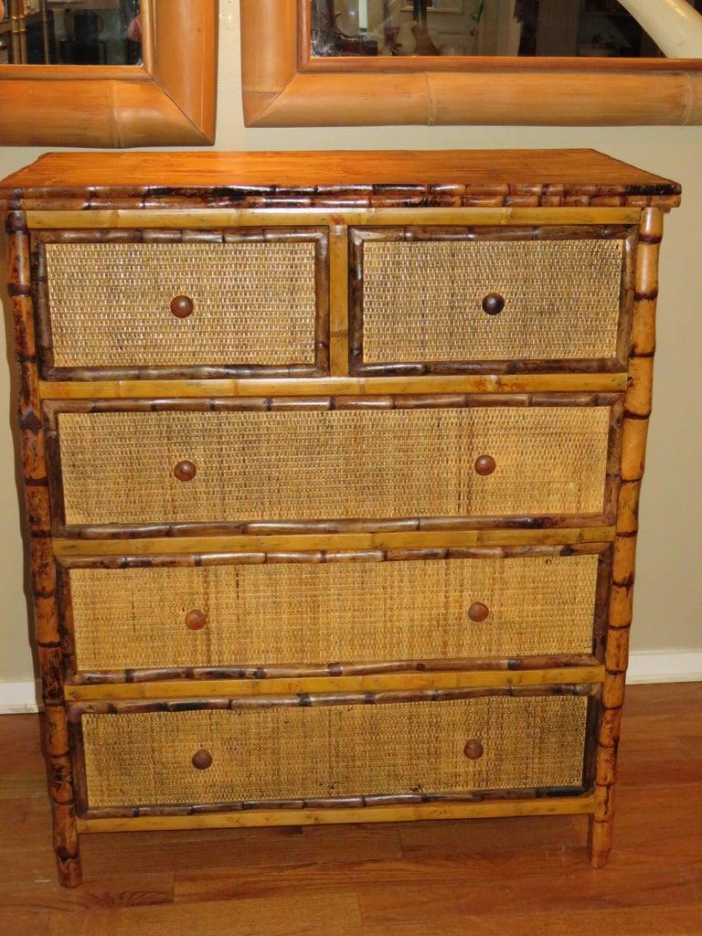 Bamboo and Cane British Colonial Style Dresser or Chest For Sale at 1stDibs