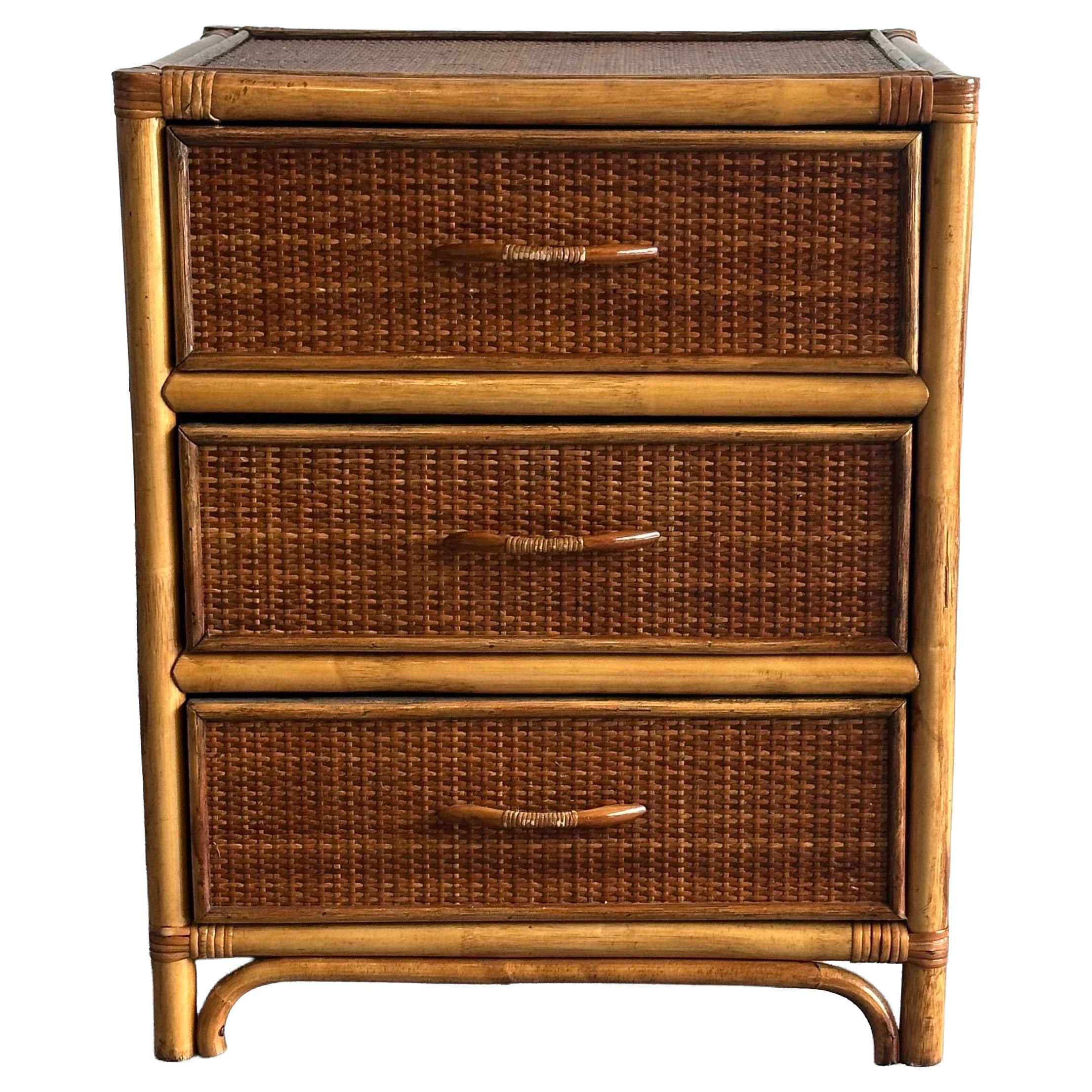 1980s British Colonial Style Bamboo and Cane Corner Cabinet at 1stDibs
