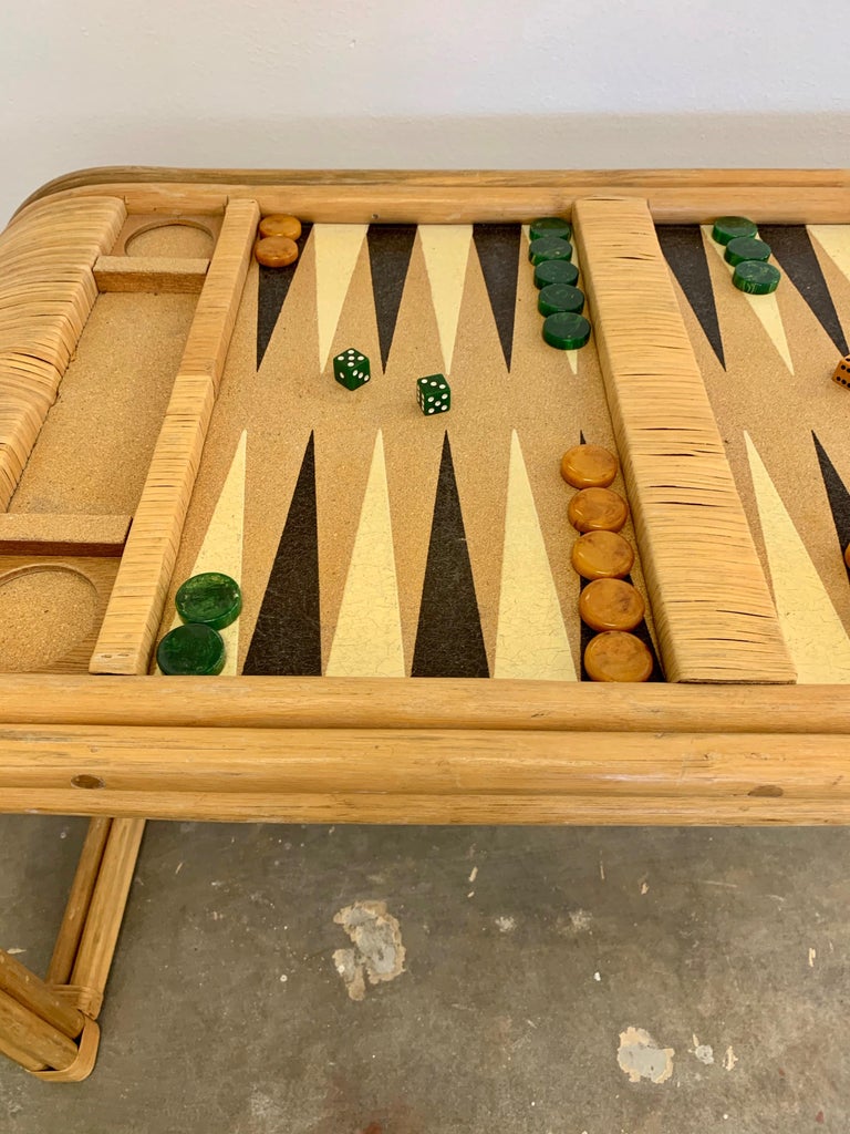Bamboo and Cork Backgammon Table at 1stDibs