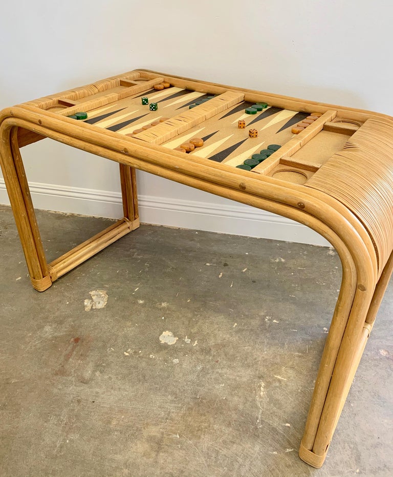 Bamboo and Cork Backgammon Table at 1stDibs