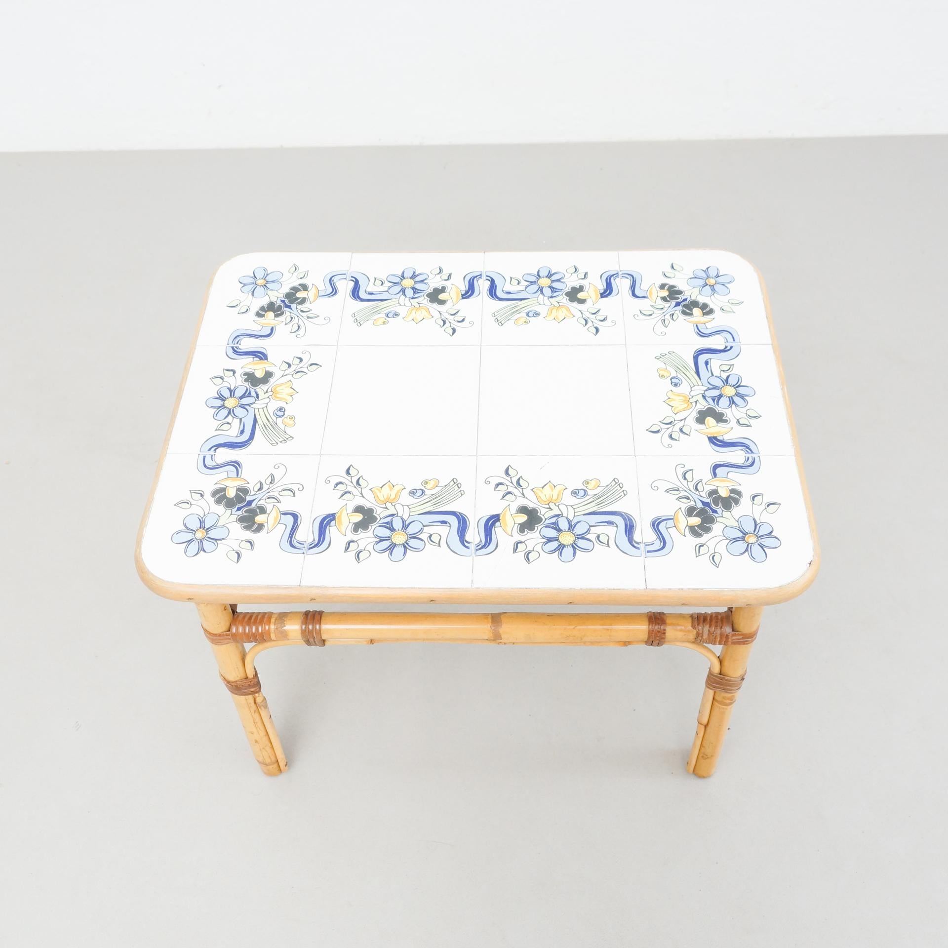 1960s Bamboo and Floral Tiles Coffee Table - Unique Vintage Centerpiece ...