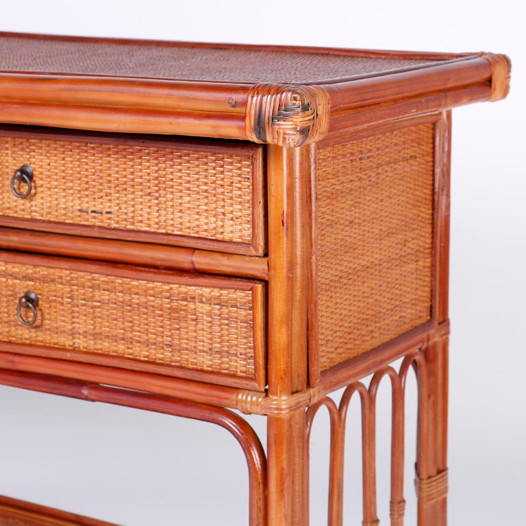 Bamboo and Grasscloth British Colonial Server at 1stDibs