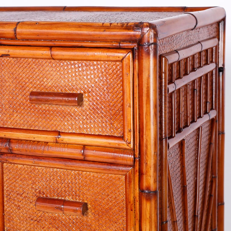 Bamboo and Grasscloth Chest of Drawers For Sale at 1stDibs