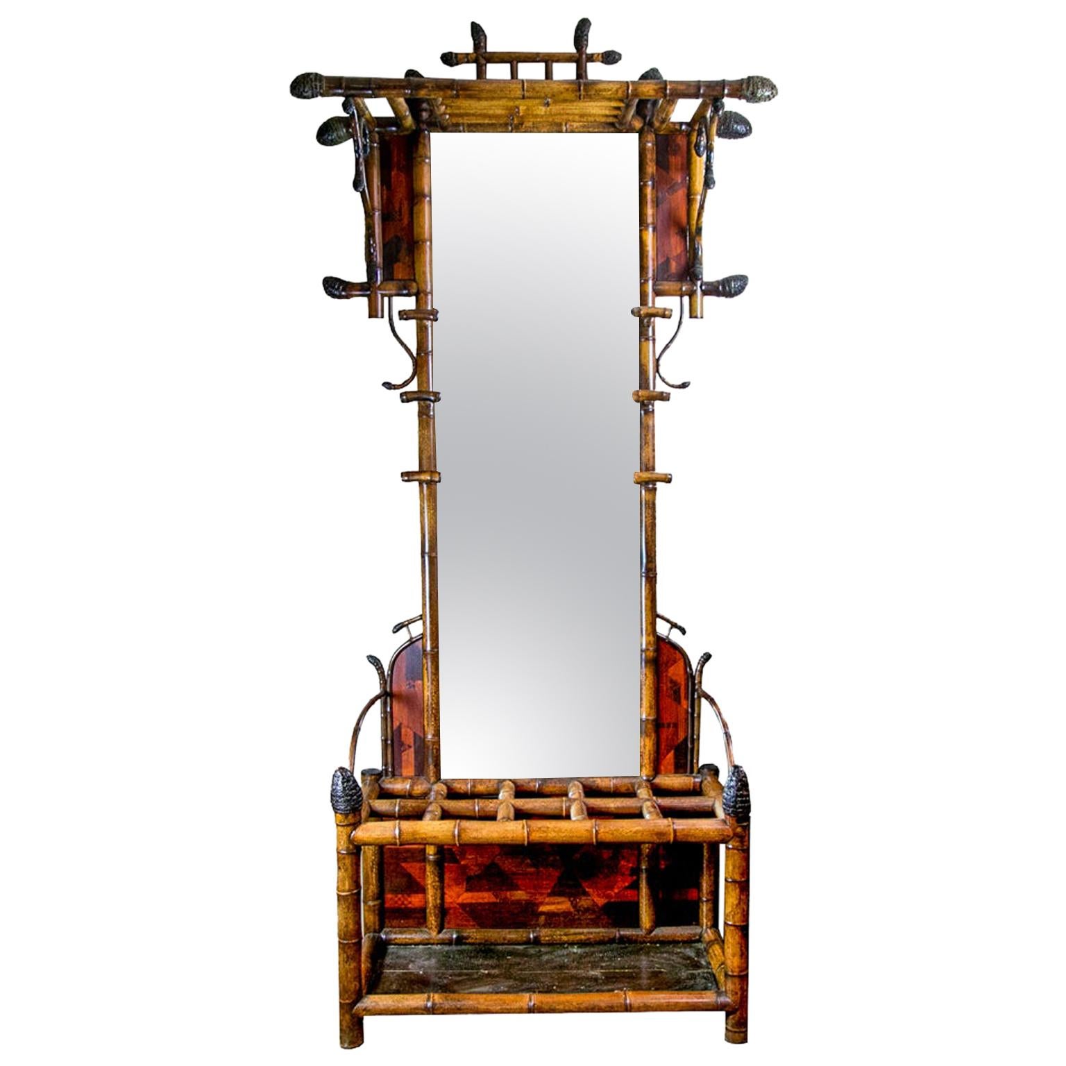 Bamboo and Lacquer Hall Stand at 1stDibs