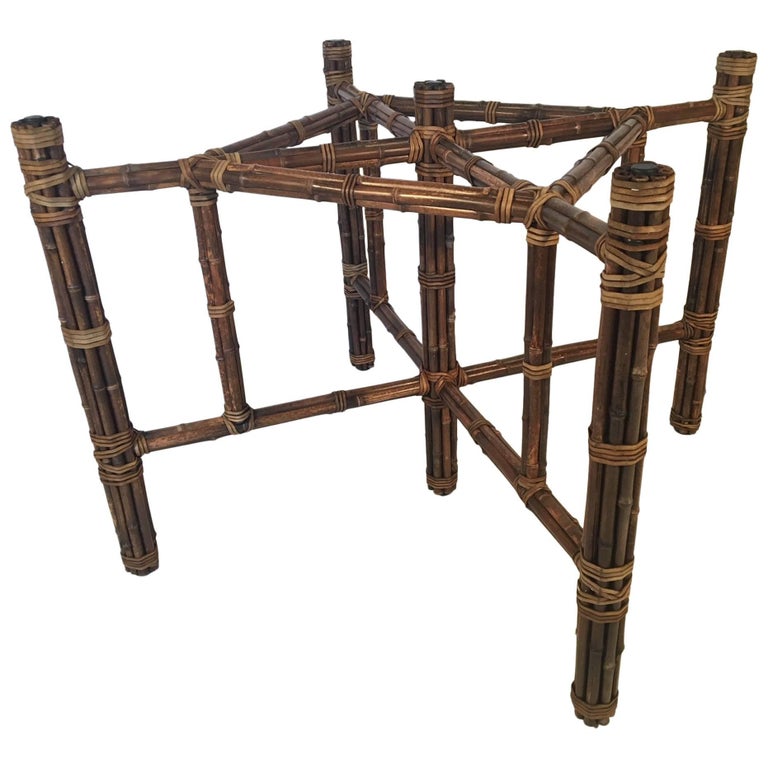 Bamboo and Leather Dining Table Base by McGuire at 1stDibs