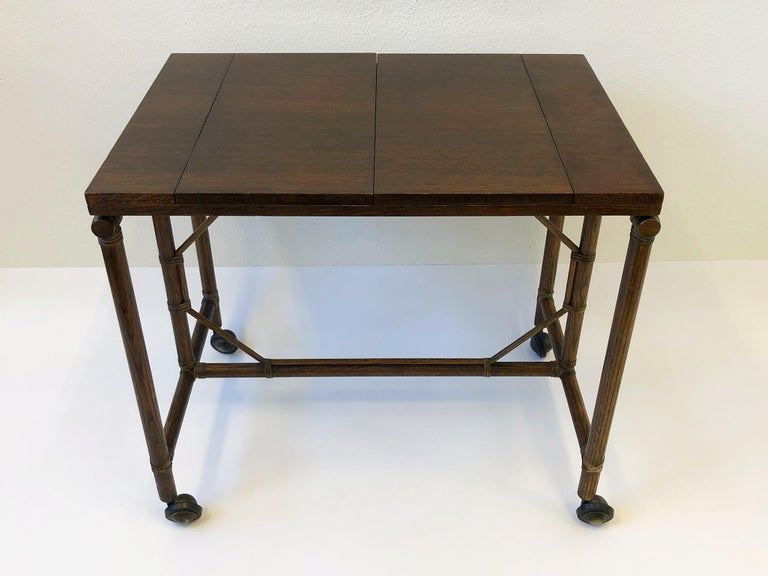 Bamboo and Oak Backgammon Game Table and Chairs by McGuire at 1stDibs ...