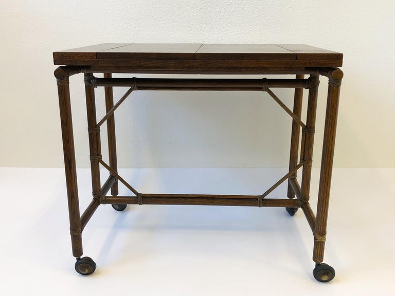 Bamboo and Oak Backgammon Game Table and Chairs by McGuire at 1stDibs ...