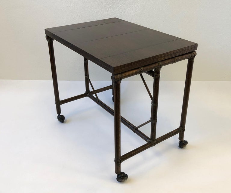 Bamboo and Oak Backgammon Game Table and Chairs by McGuire at 1stDibs ...