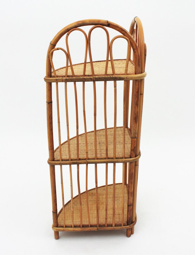 Bamboo and Rattan Corner Shelf at 1stDibs | bamboo corner shelf, corner ...