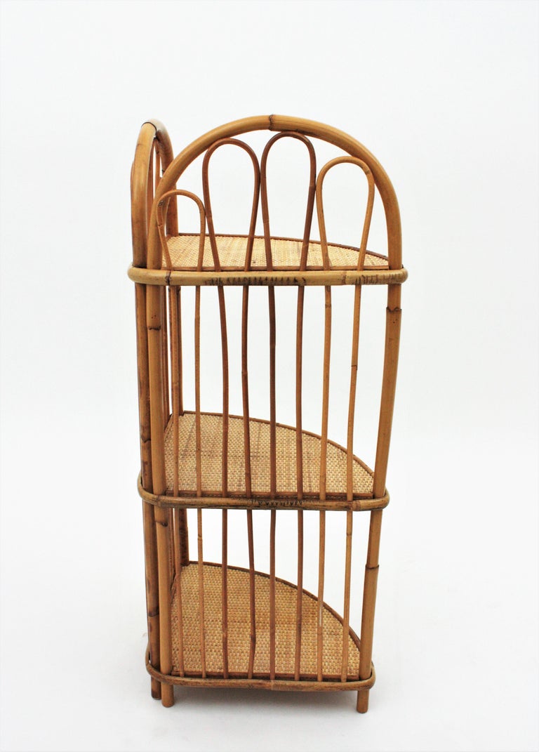 Bamboo and Rattan Corner Shelf at 1stDibs | bamboo corner shelf, corner ...