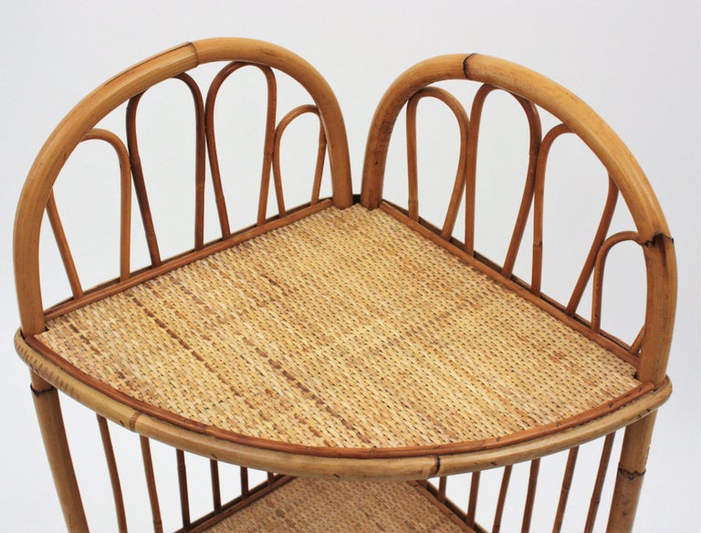 Bamboo and Rattan Corner Shelf at 1stDibs | bamboo corner shelf, corner ...