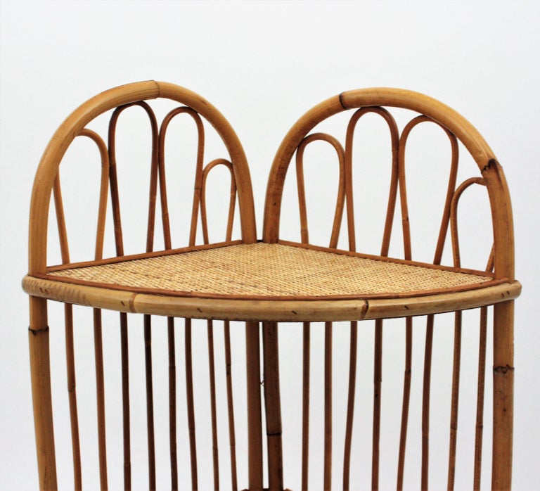 Bamboo and Rattan Corner Shelf at 1stDibs | bamboo corner shelf, corner ...