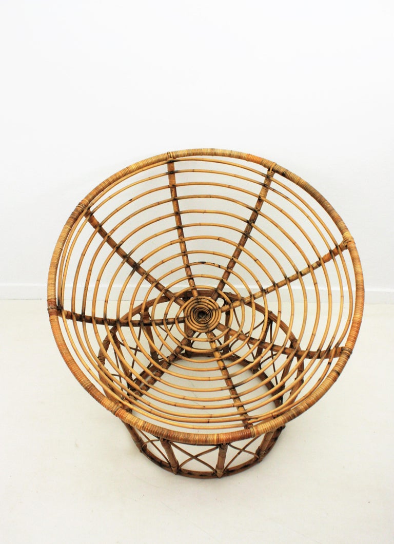 Bamboo and Rattan Papasan Lounge Chair with Missoni Style Cushion For ...