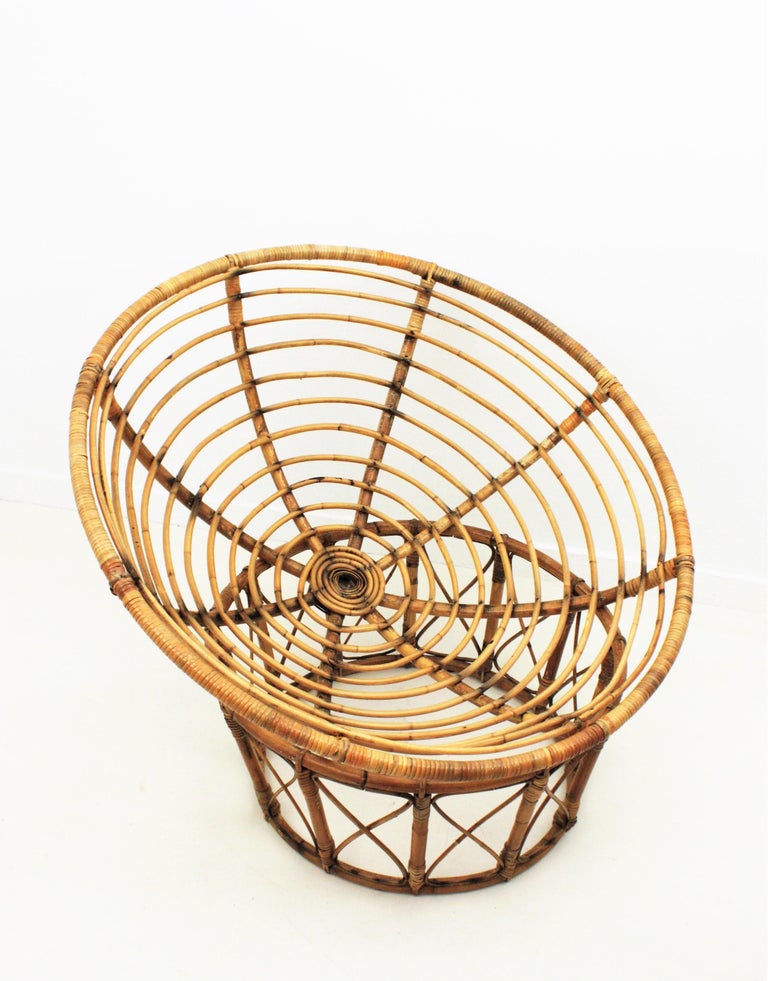 Bamboo and Rattan Papasan Lounge Chair with Missoni Style Cushion For ...