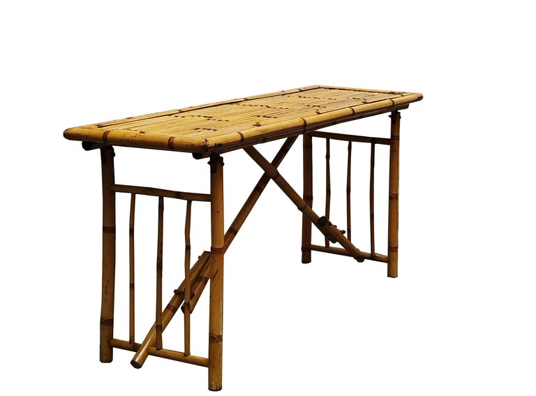 Bamboo and Rattan Rectangular Console, Italy 1970s For Sale at 1stDibs