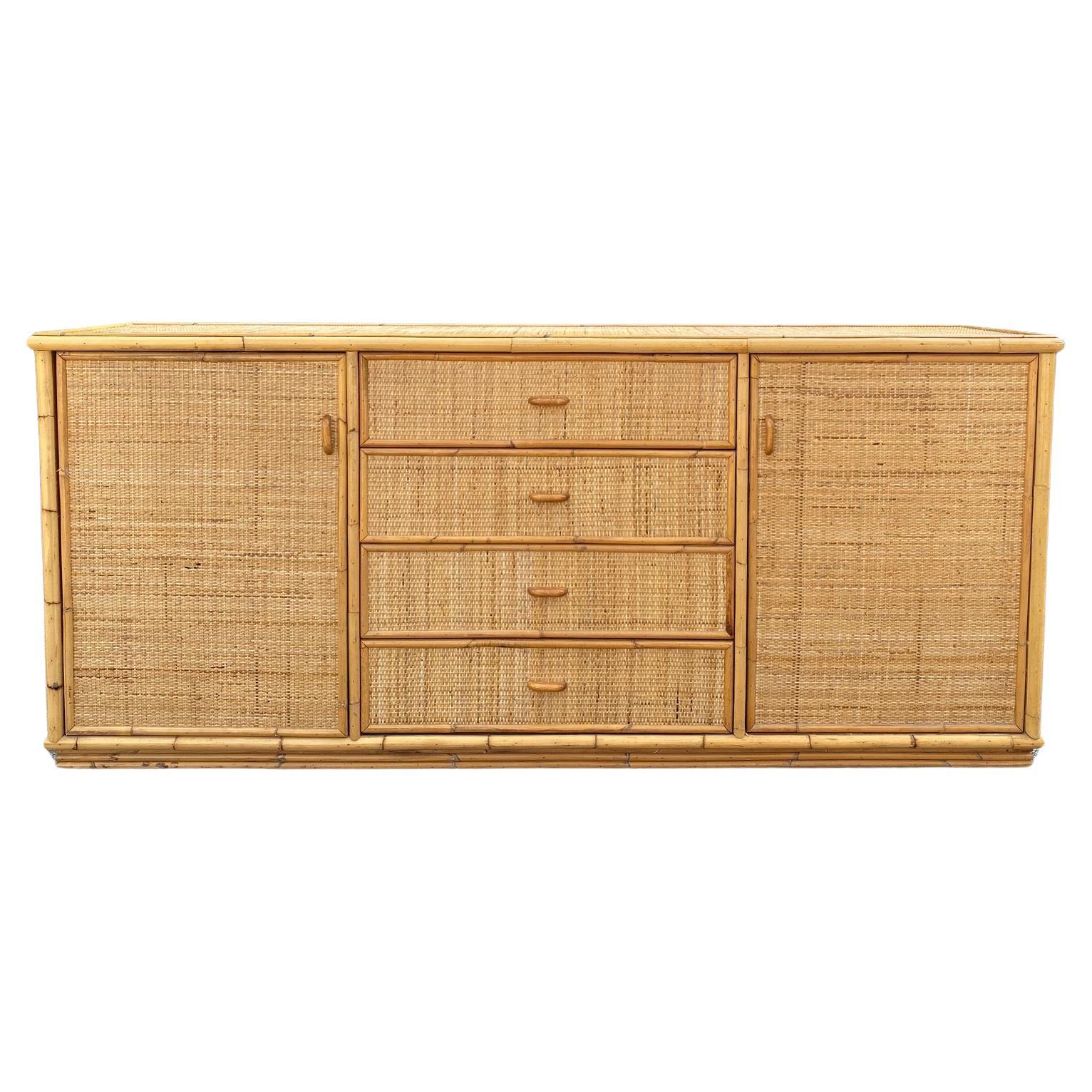 Bamboo and Rattan Sideboard, Italy 70s For Sale at 1stDibs
