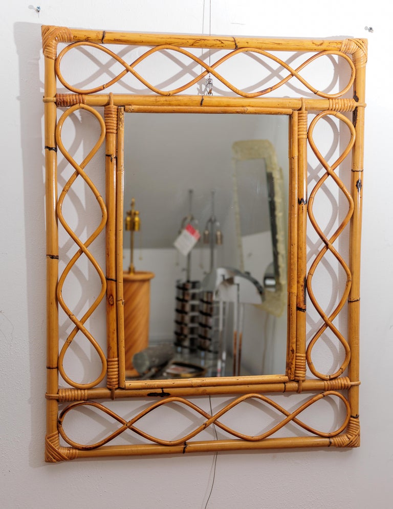 Bamboo and Rattan Surround Mirror For Sale at 1stDibs