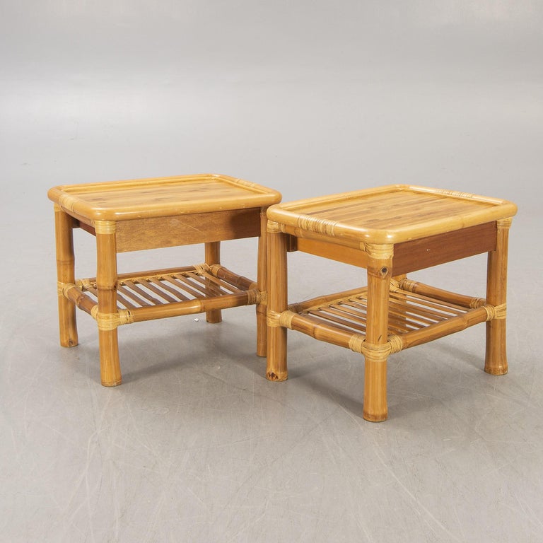 Bamboo and Wood Tables a Pair Probably by DUX, Sweden, 1960 For Sale at ...