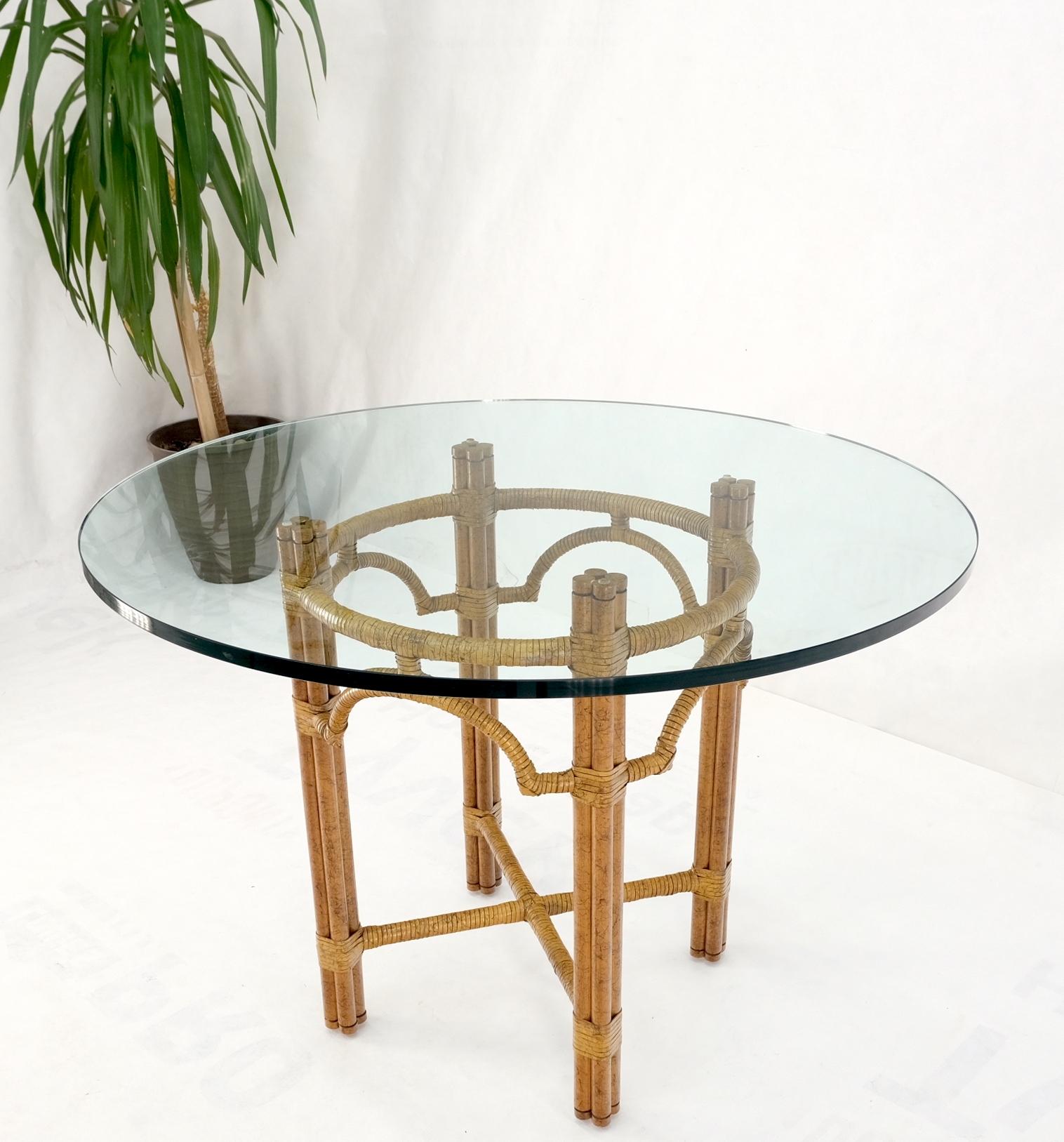 Bamboo Base Glass Top Round Dining Table For Sale at 1stDibs