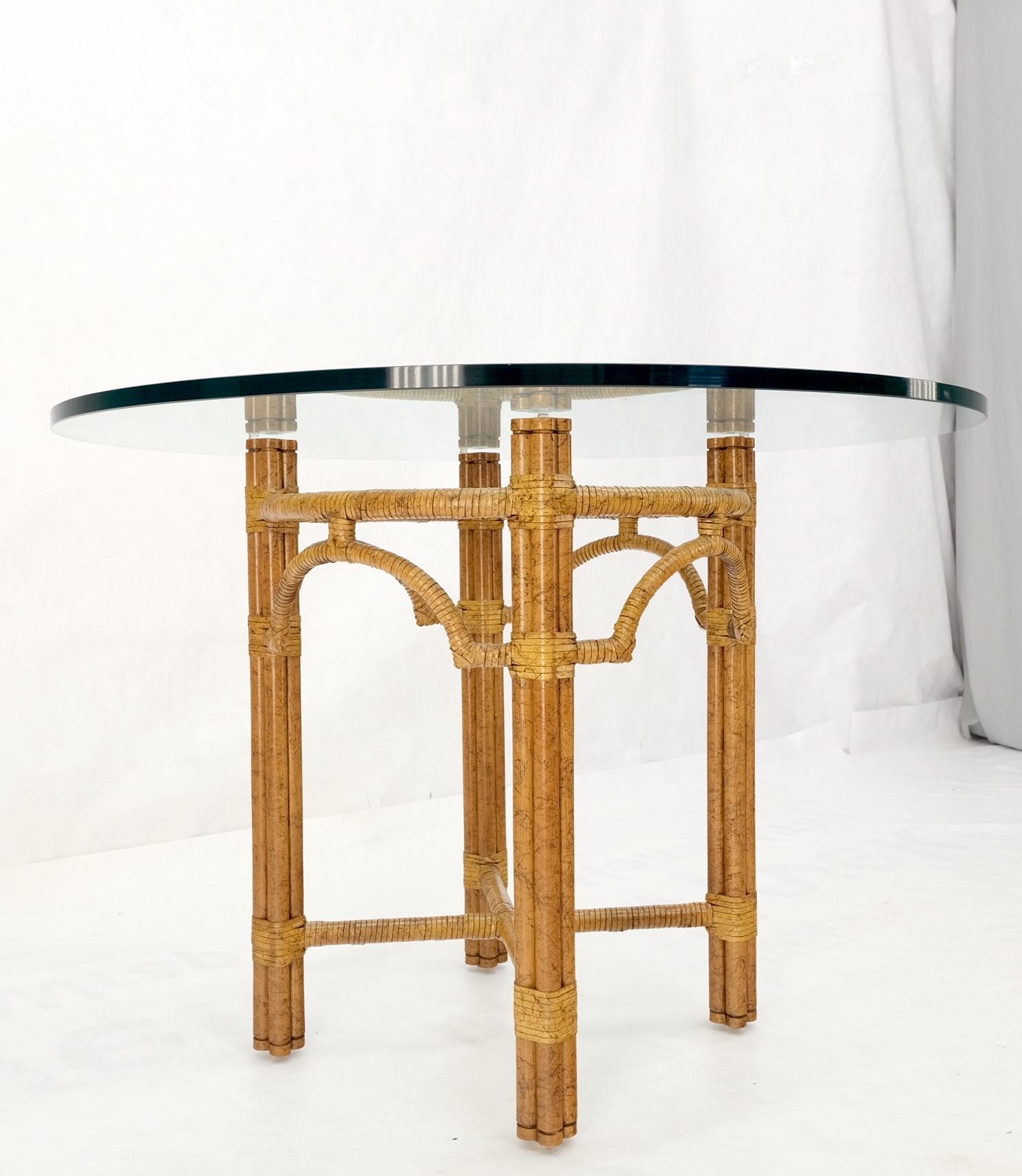 Bamboo Base Glass Top Round Dining Table For Sale at 1stDibs