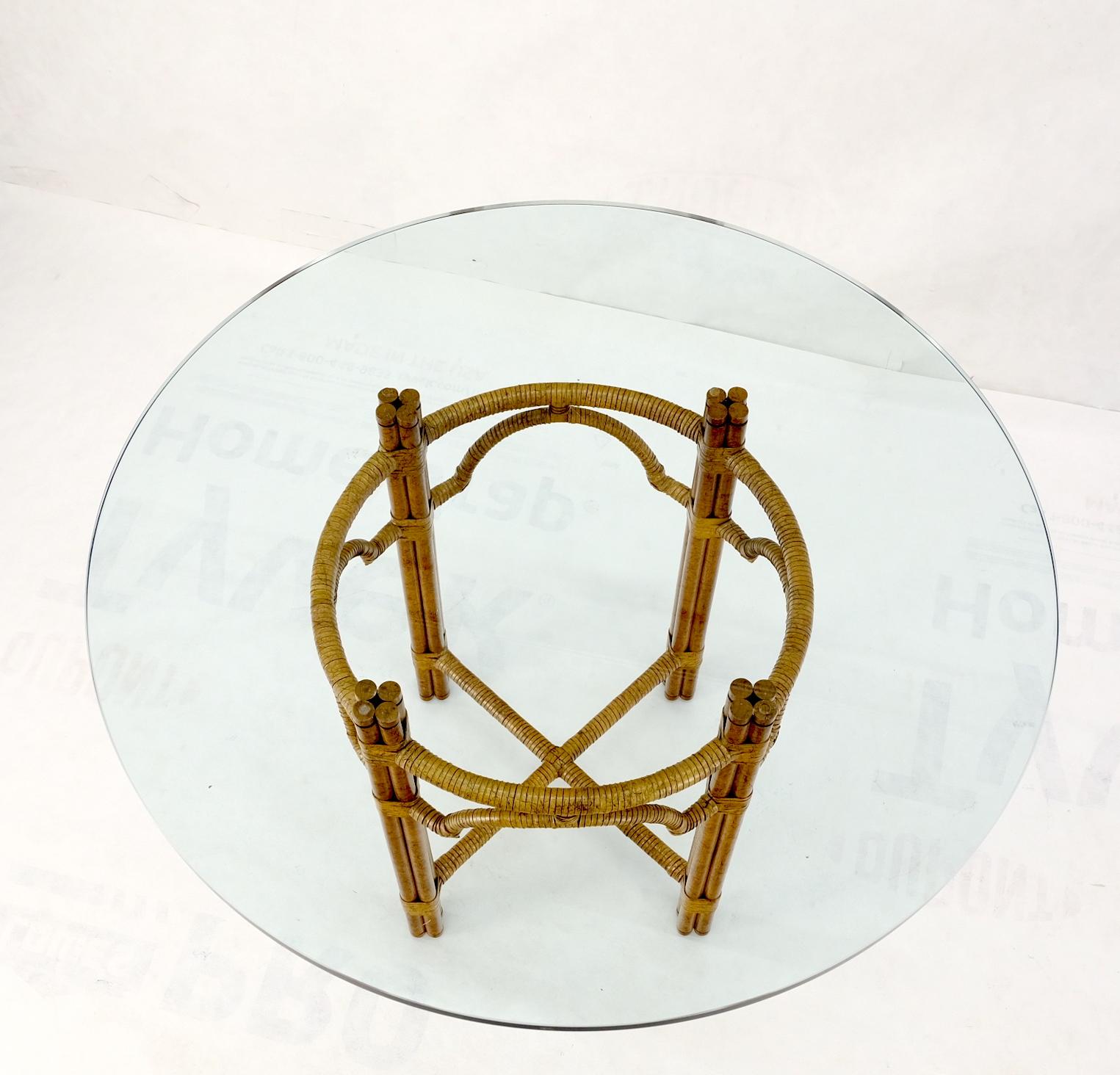 Bamboo Base Glass Top Round Dining Table For Sale at 1stDibs