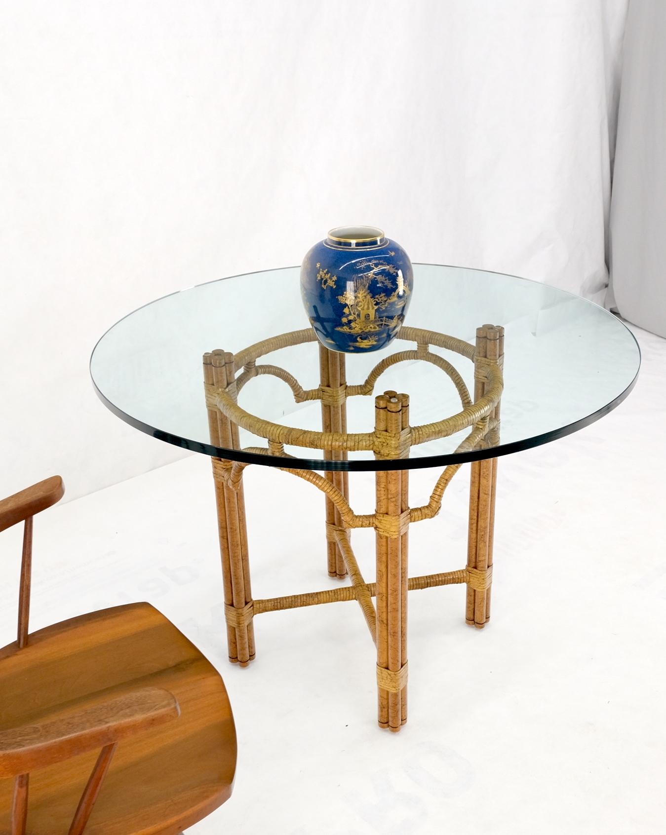 Bamboo Base Glass Top Round Dining Table For Sale at 1stDibs