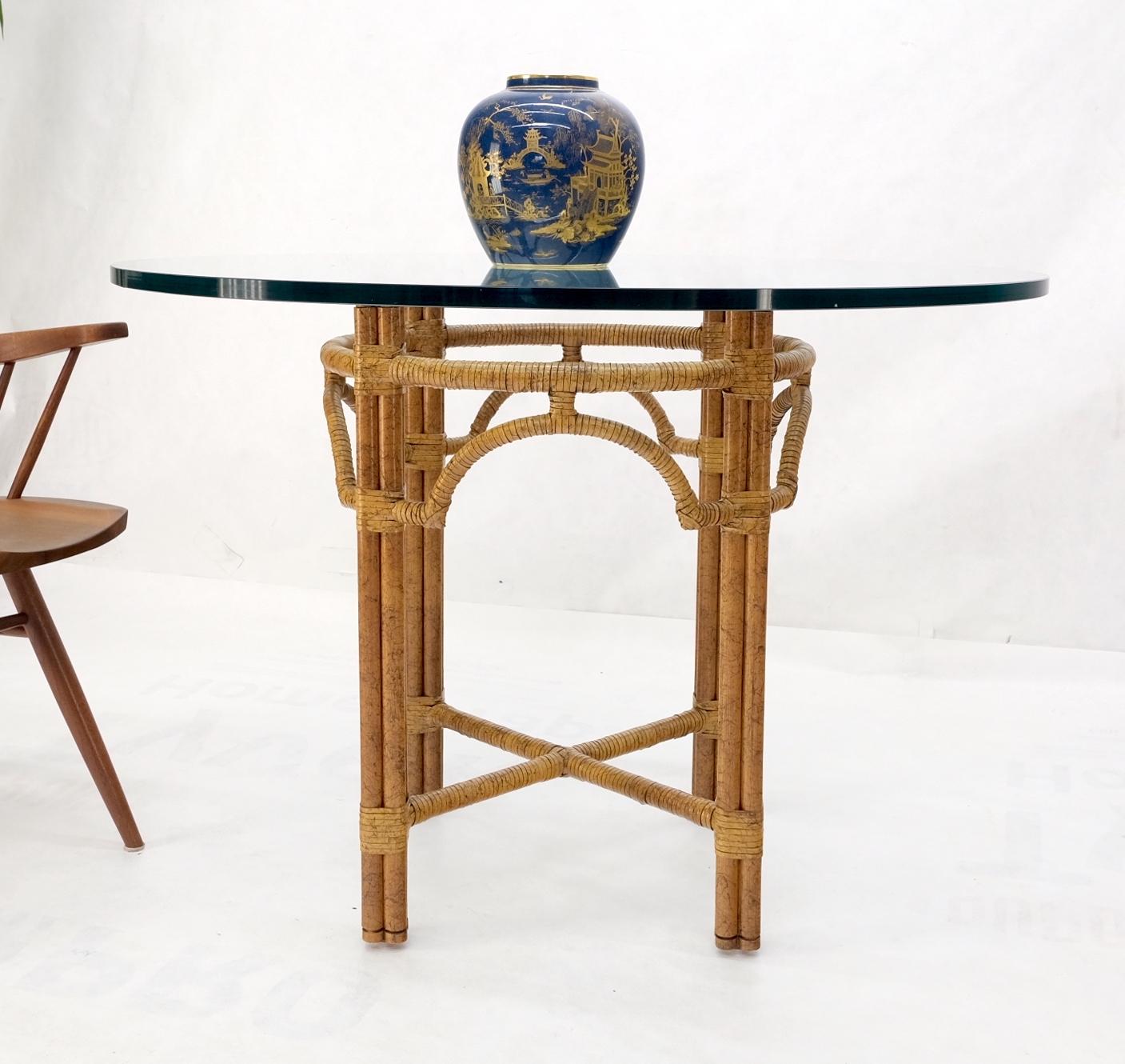 Bamboo Base Glass Top Round Dining Table For Sale at 1stDibs