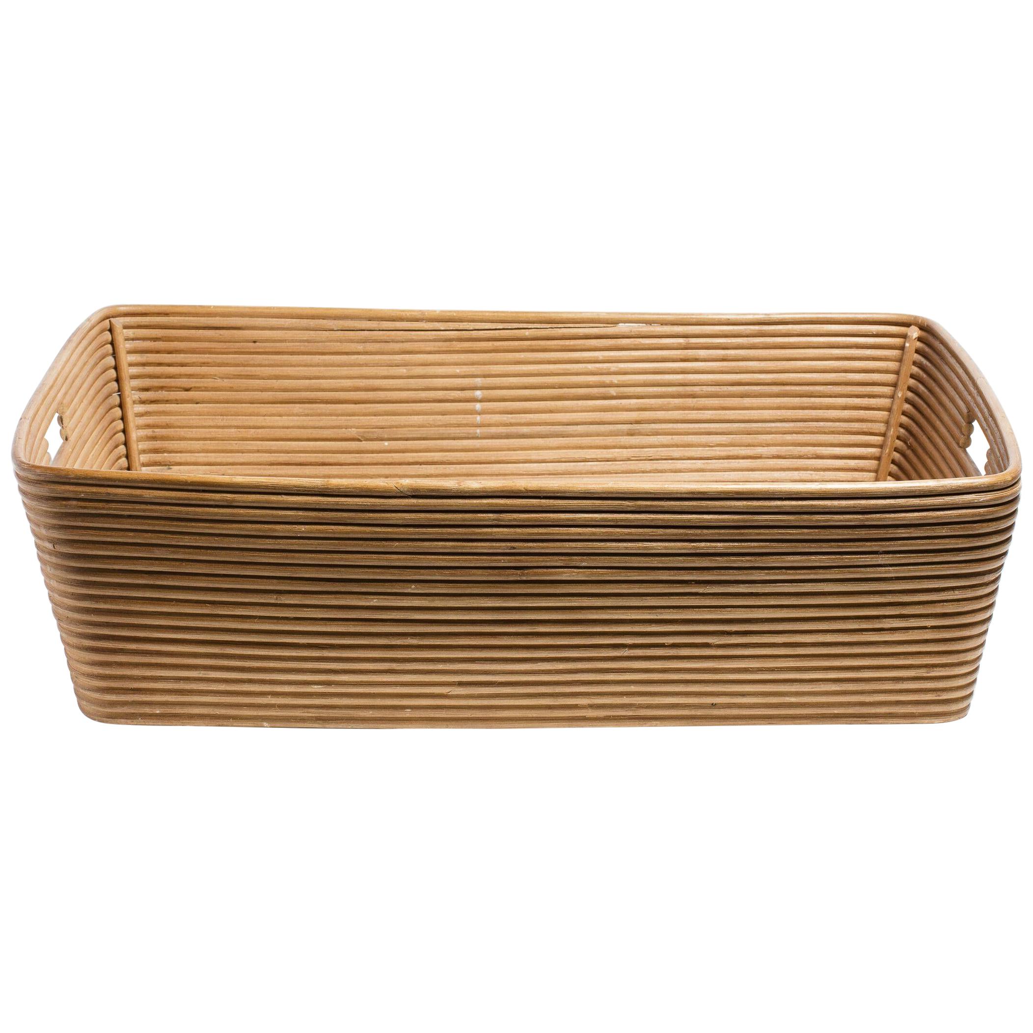 Vintage Rattan Cane Basket at 1stDibs