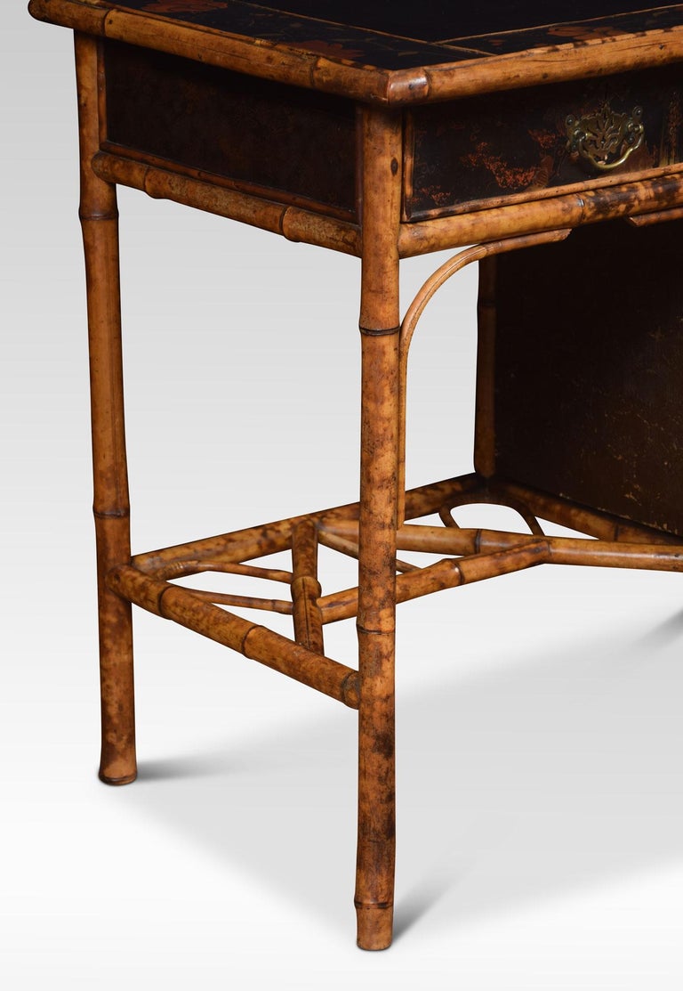 Bamboo Black Lacquered Writing Desk at 1stDibs