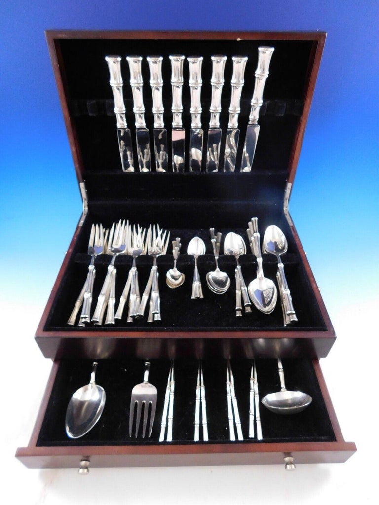 Bamboo by Tiffany and Co. Sterling Silver Flatware Set 8 Service 59 pcs ...