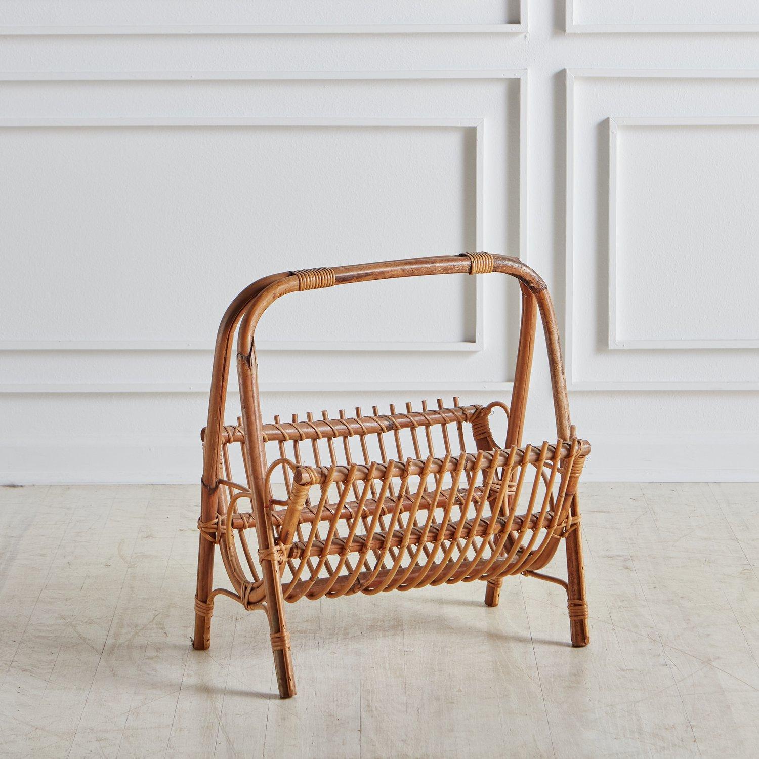 Bamboo + Cane Magazine Rack, Italy at 1stDibs