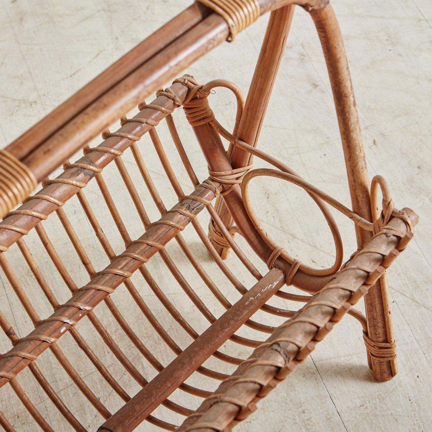 Bamboo + Cane Magazine Rack, Italy at 1stDibs