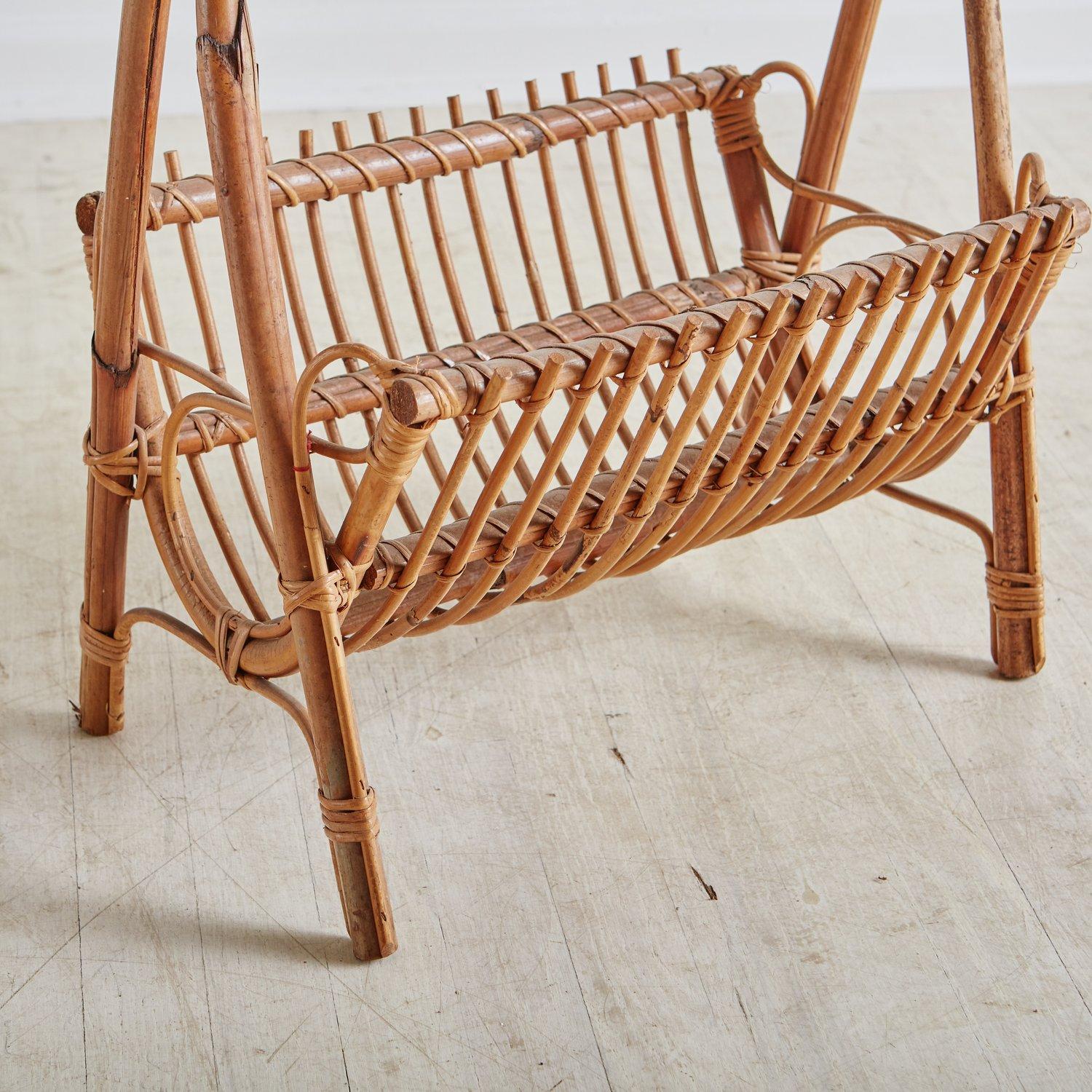Bamboo + Cane Magazine Rack, Italy at 1stDibs