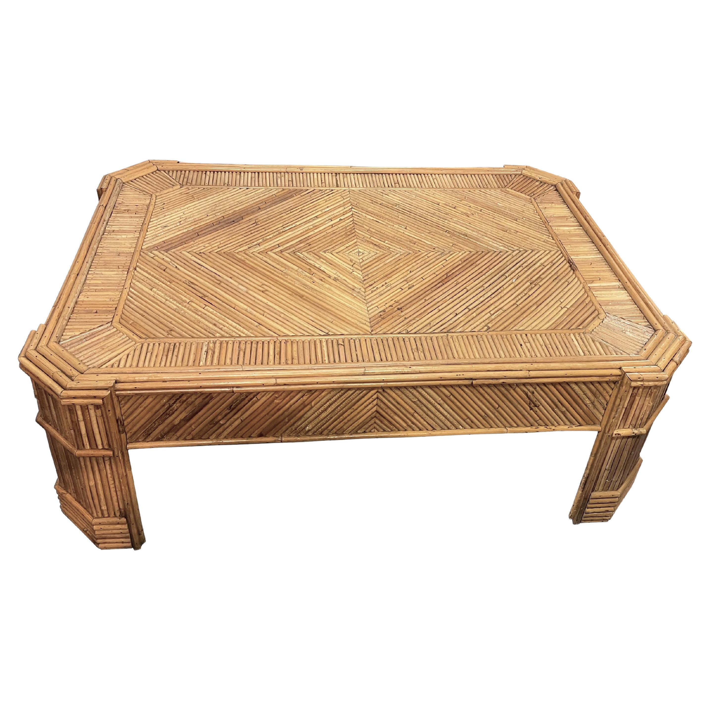 Chic Mid Century Style Coffee Table In Split Bamboo at 1stDibs