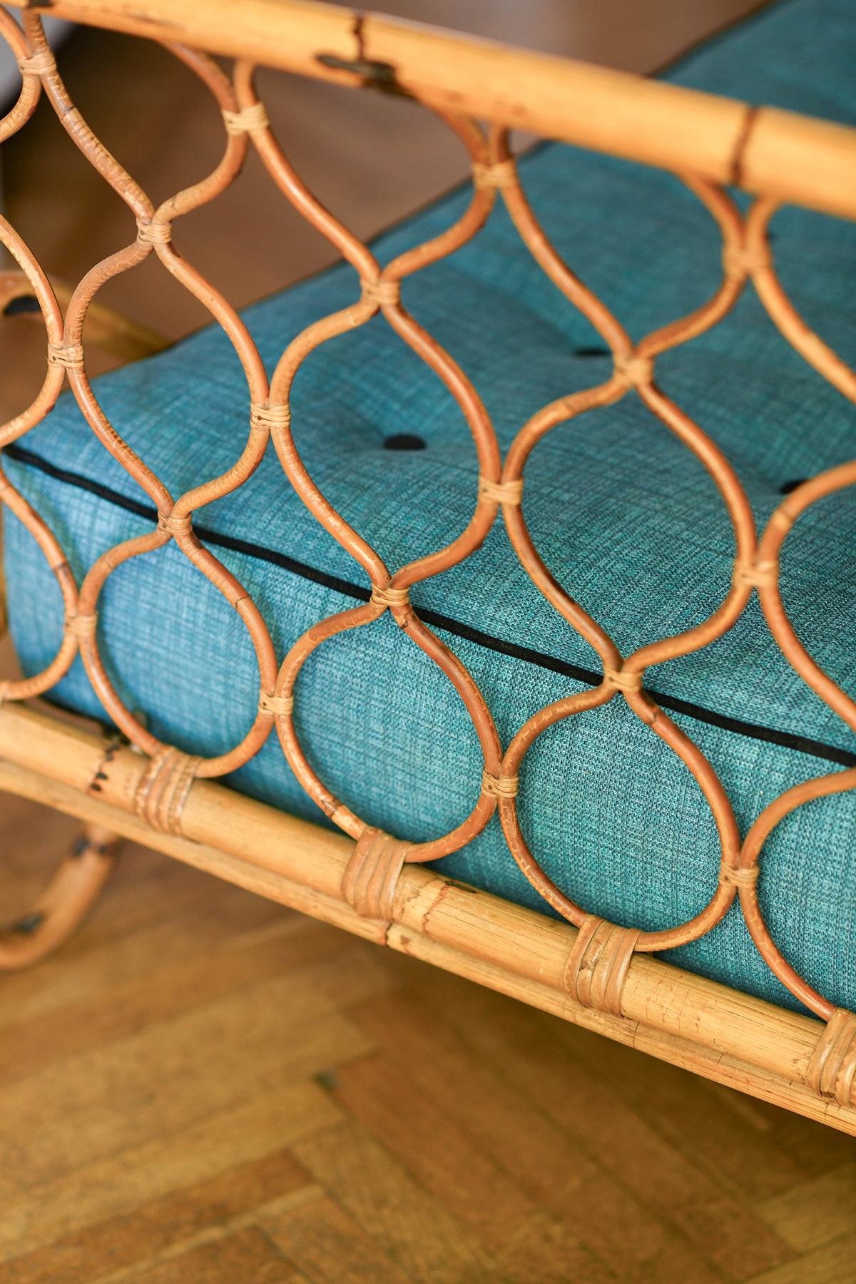 Bamboo Day Bed from 1960s complete with cushion. For Sale at 1stDibs